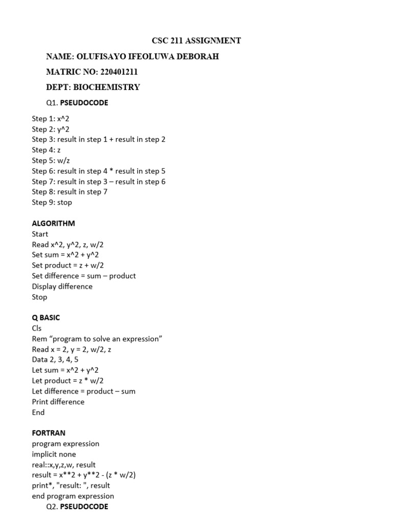 CSC 211 | PDF | Algorithms | Software Engineering
