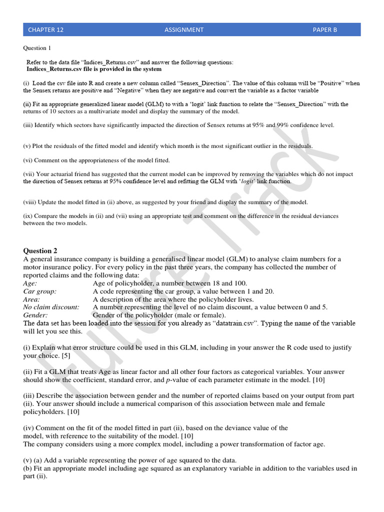 GLM Assign | Download Free PDF | Dependent And Independent Variables | Linear Regression
