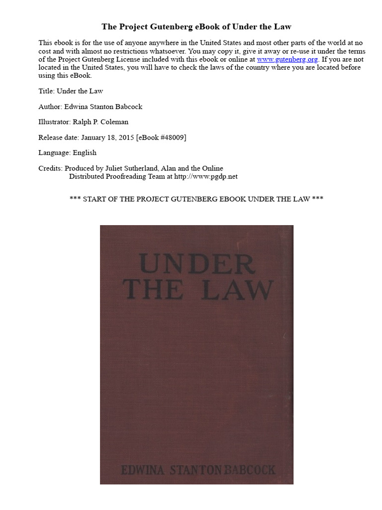 Under The Law | PDF | Project Gutenberg