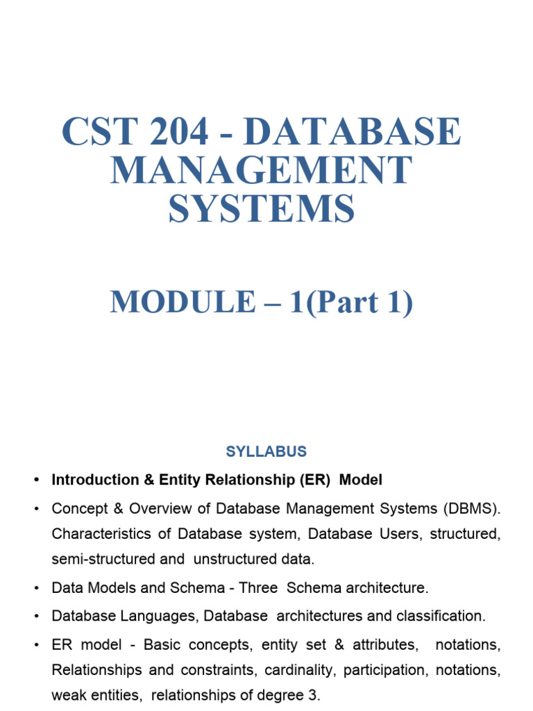 DBMS Module1 Part1 | PDF | Databases | Data Model