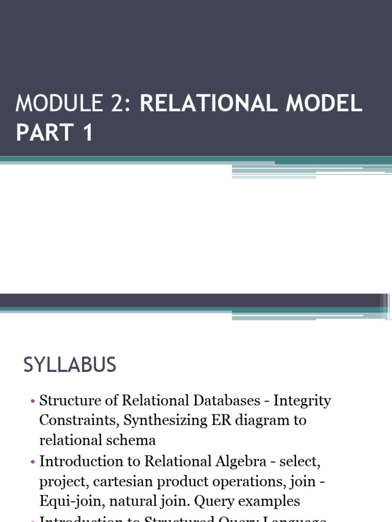DBMS Module 2 Part1 | Download Free PDF | Relational Model | Relational Database