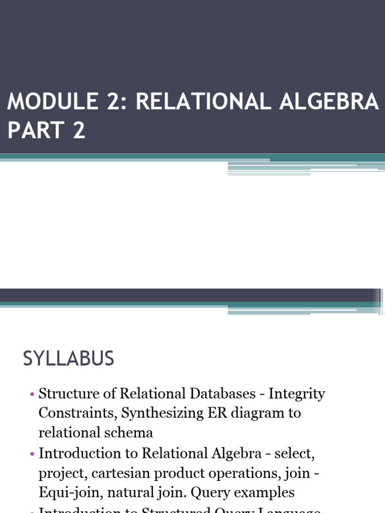 Relational Algebra Basics and Operations | PDF | Relational Model | Information Retrieval