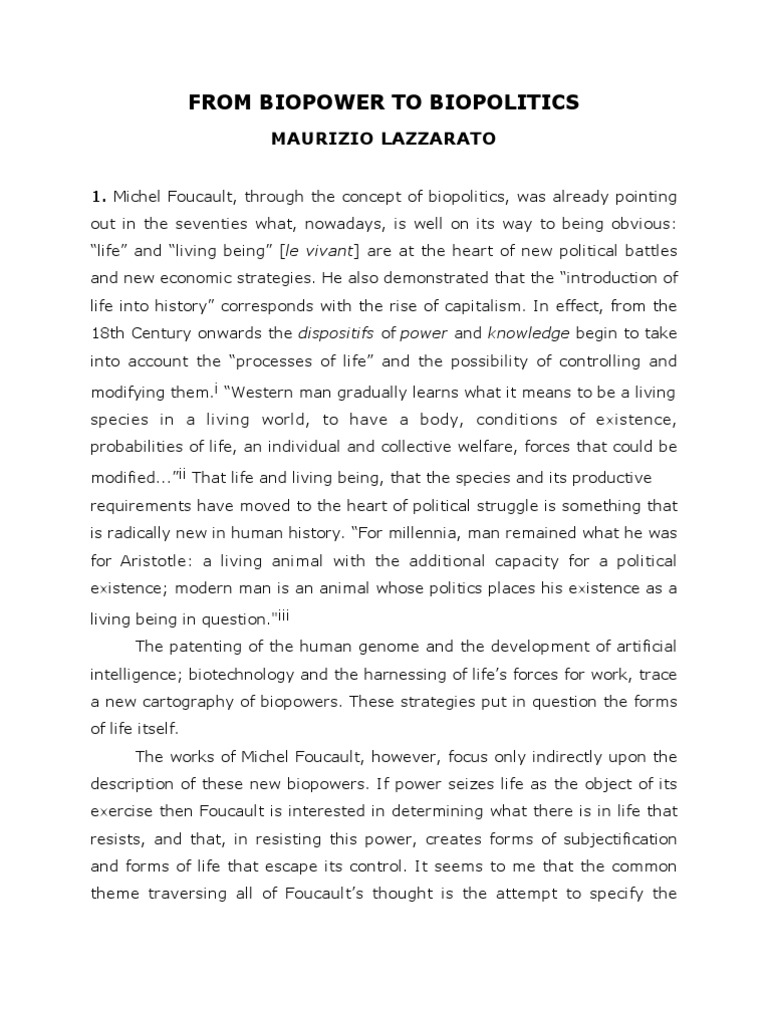 From Biopower to Biopolitics: Analyzing Michel Foucault's Concept of ...