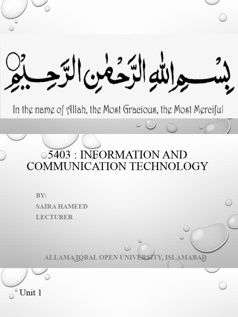 ICT Lecture 1 5403 | PDF | Educational Technology | Information And Communications Technology