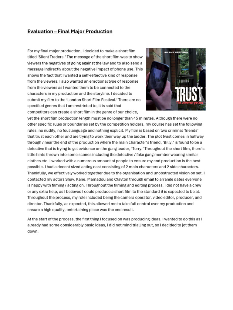 Final Production Evaluation | PDF | Focus Group | Detective