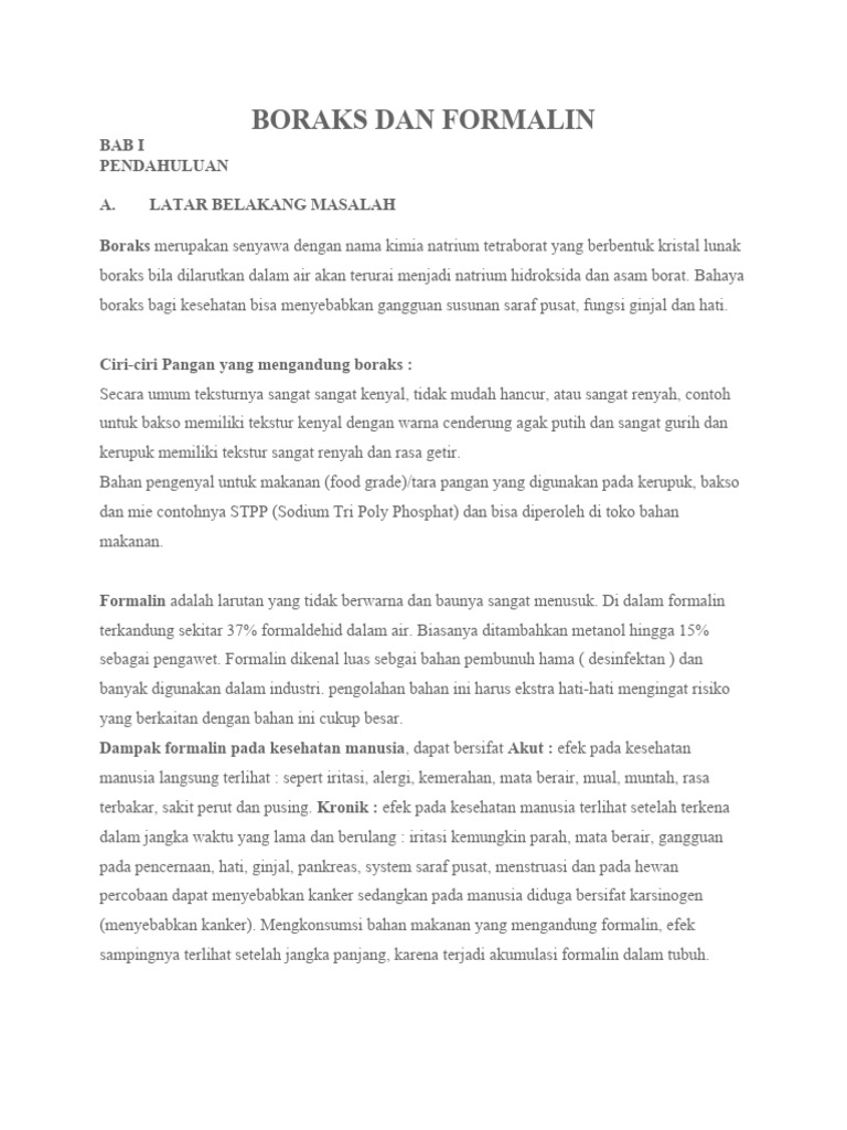 Bahaya Boraks dan Formalin | PDF