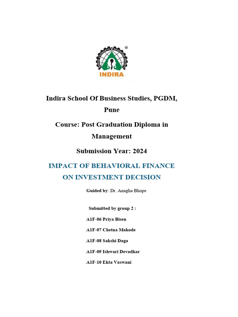 BRM RESEARCH REPORT Final | PDF | Behavioral Economics | Risk