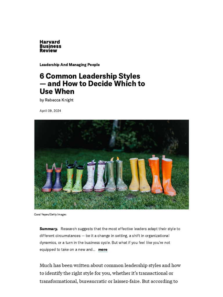 Six Leadership Styles Explained | PDF | Leadership | Goal