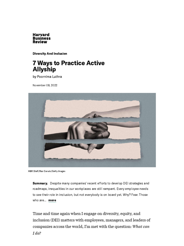 7 Ways To Practice Active Allyship | PDF | Bias | Experience
