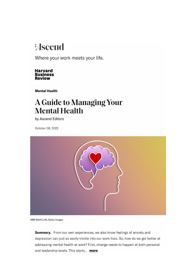 A Guide To Managing Your Mental Health | PDF
