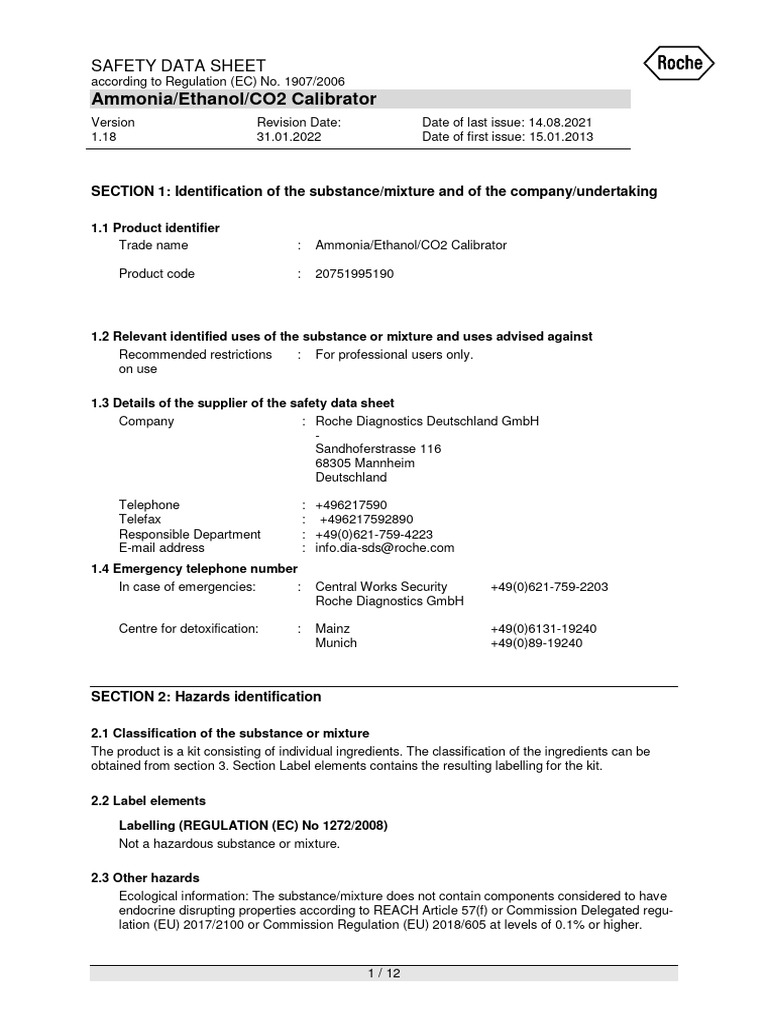 Ammonia Ethanol Co2 Cal | PDF | Dangerous Goods | Firefighting