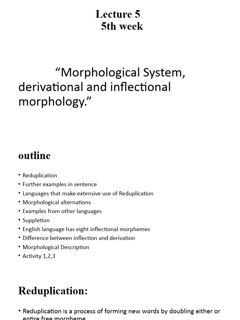 Lecture 4 Morphology and Syntax 18102023 085122am | PDF | Morphology (Linguistics) | Word