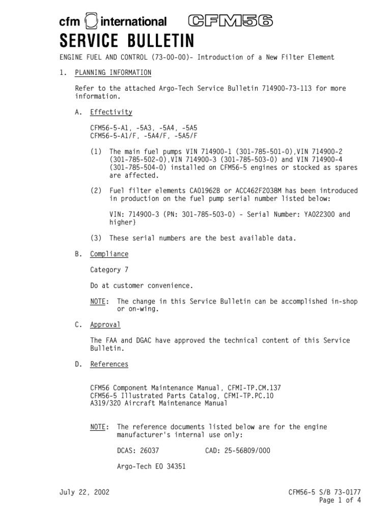 CFM56 5a SB Rev 73-0177 | PDF | Engines | Aviation