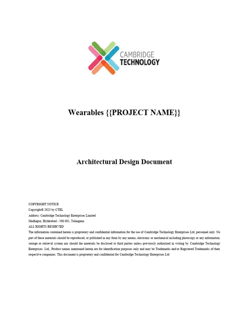 Architecture Design Document TEMPLATE - Wearables PROJECT - NAME - v1.0 ...