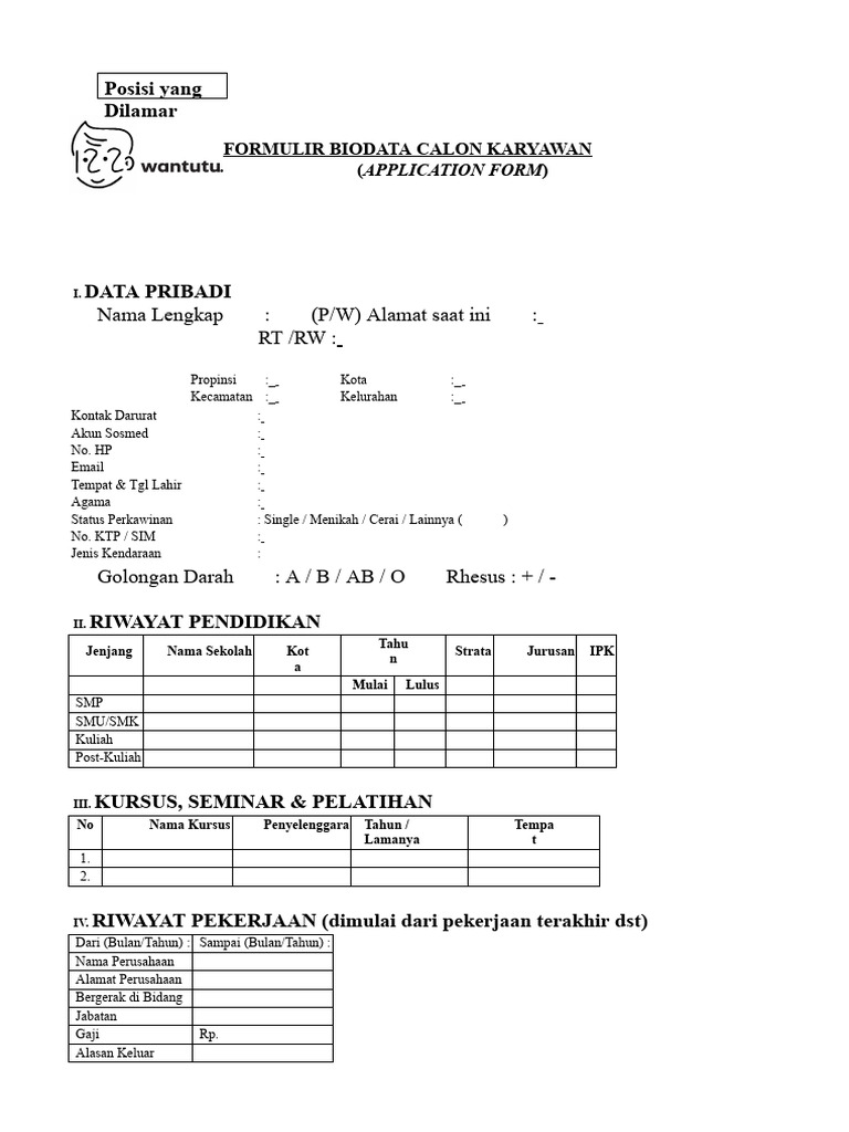 Form HRD Wantutu | PDF