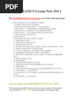 Mathematics Lesson Notes SS1 First Term | PDF