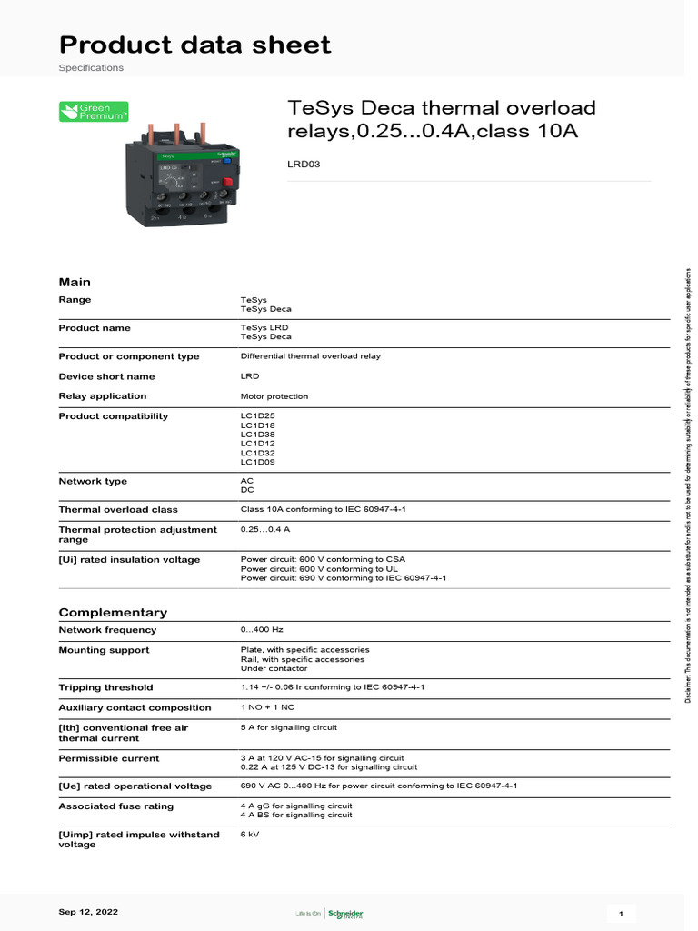 TeSys Deca Overload Relays - LRD03 | PDF | Relay | Electrical Engineering