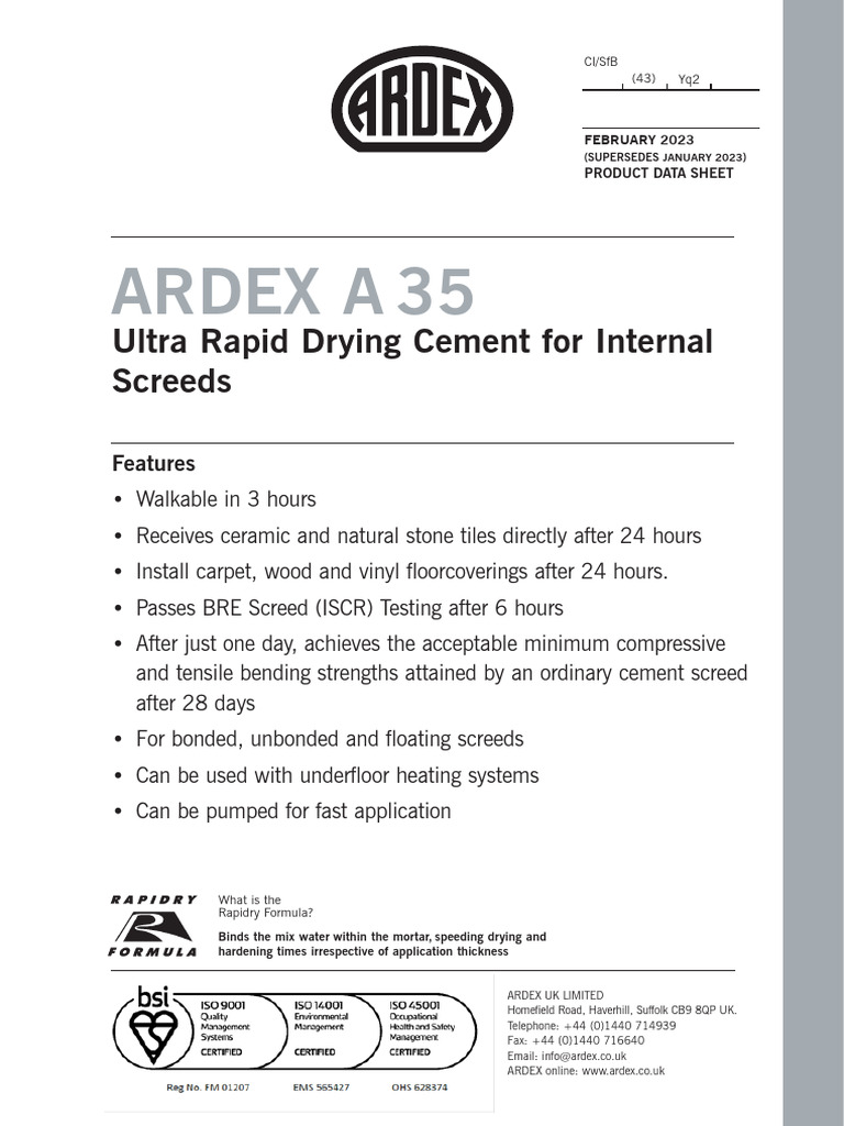 Ardex A 35 | PDF | Concrete | Cement