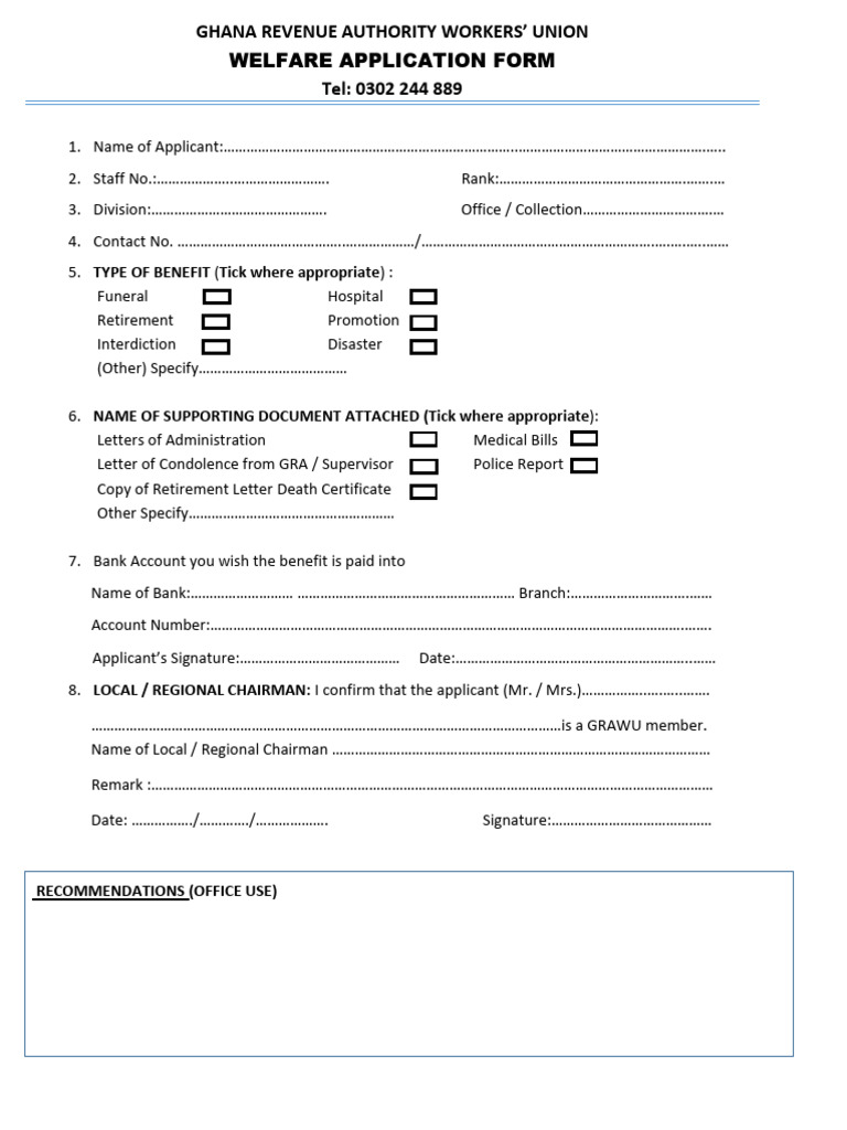Welfare Benefits Application Form | PDF