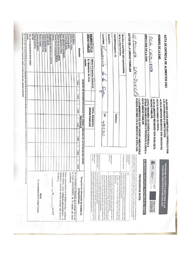 NOTA DE ENTREGA DE ALIMENTOS 2023 - Page-0001 | PDF