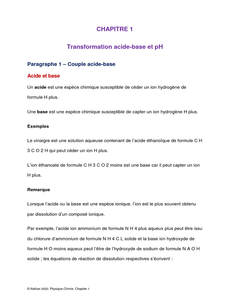 ch01 29 Dys | PDF | Ph | Acide