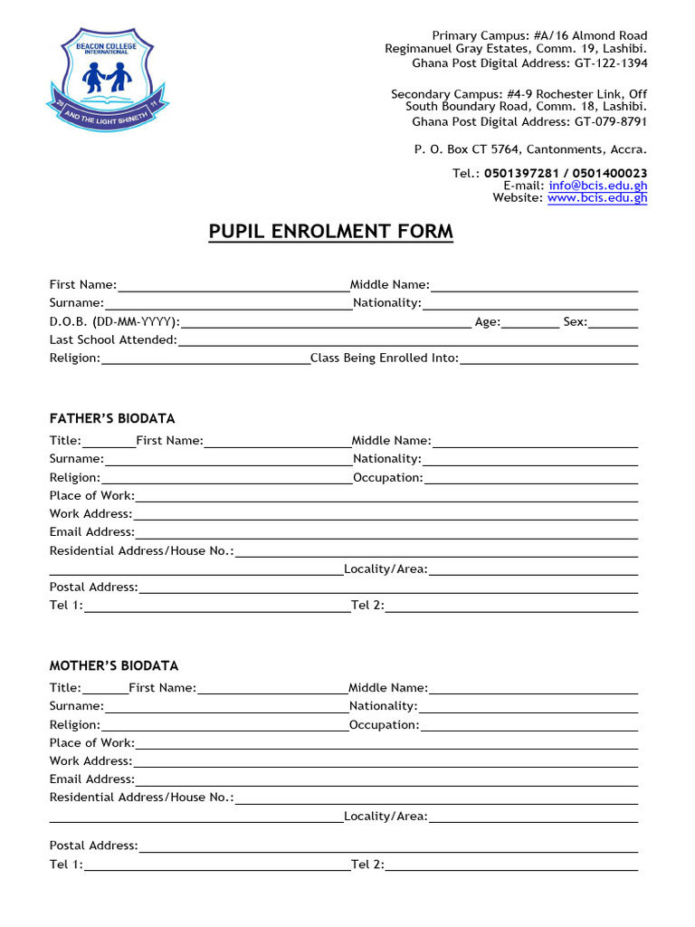 Beacon College International Enrolment Form | PDF | Profanity