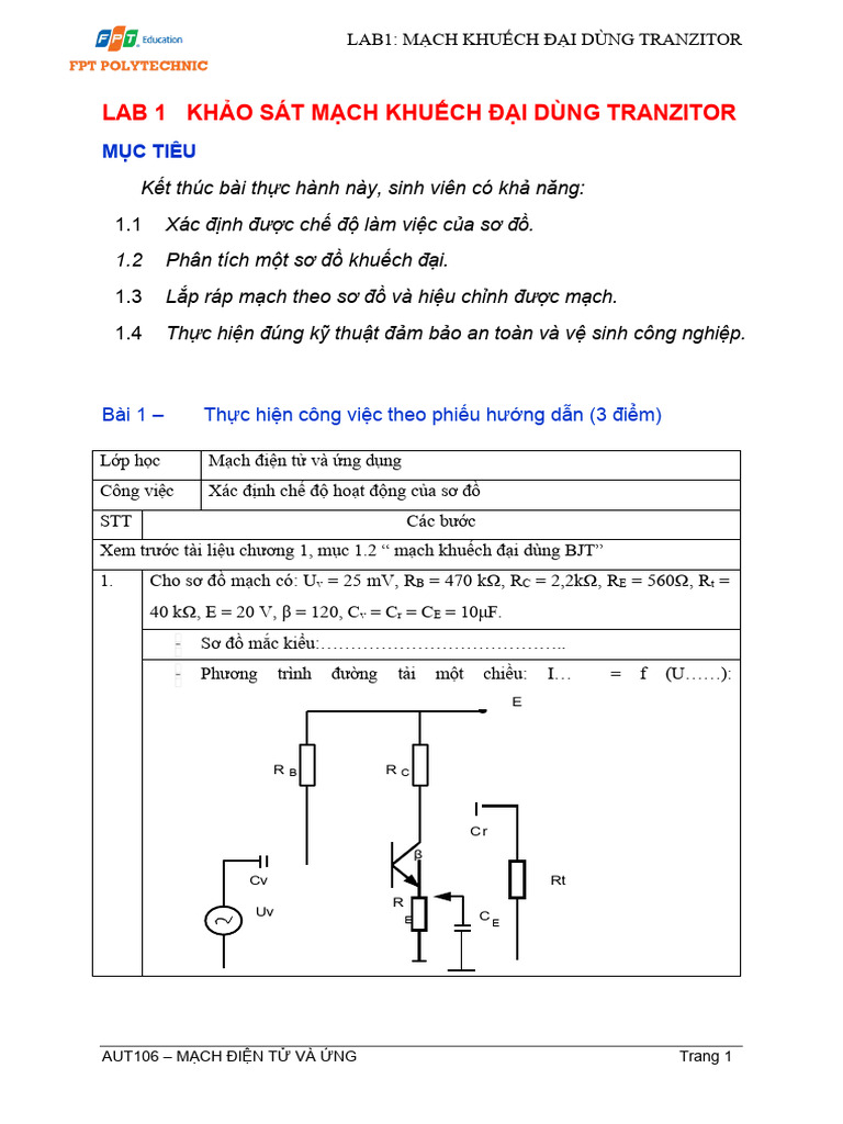 AUT106 Lab1 | PDF