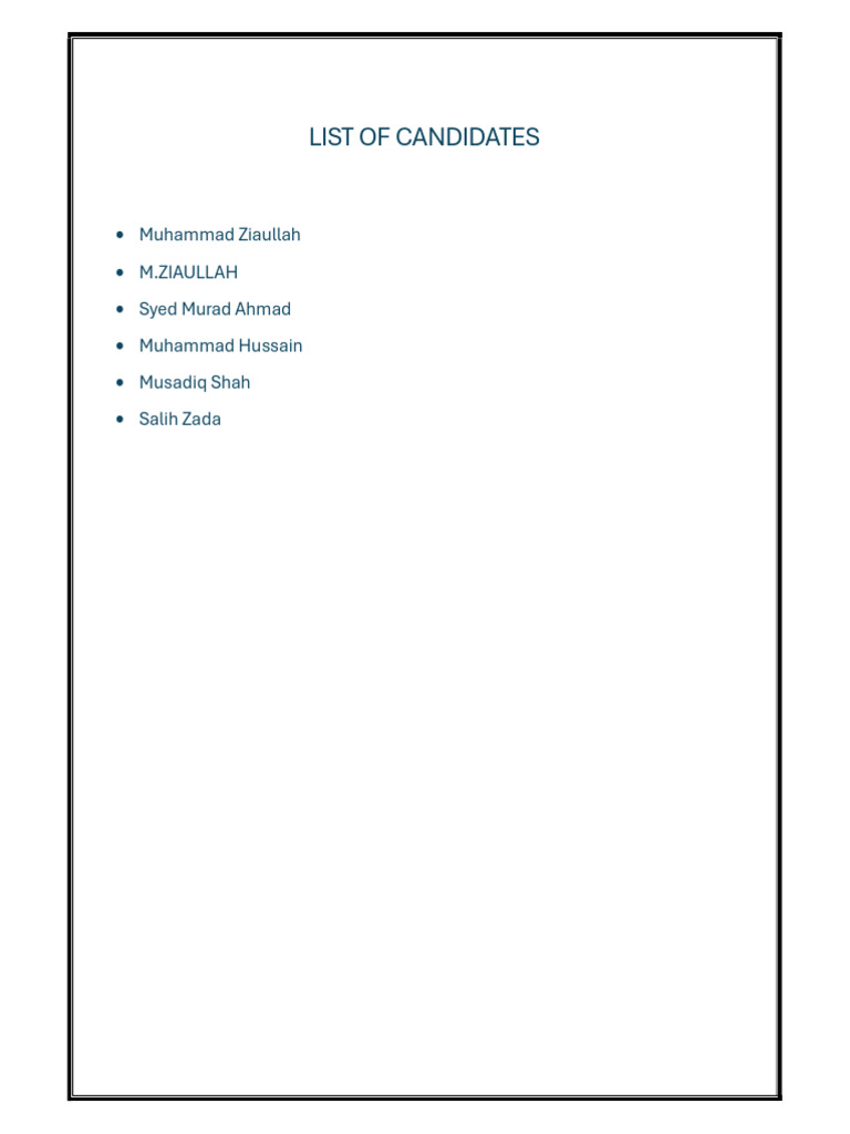 Candidate List for Selection Process | PDF