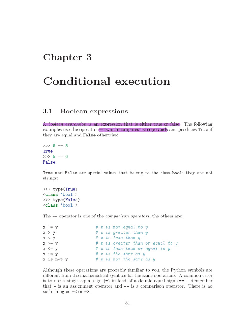 Conditional Execution 3 1 Boolean Expressions Pdf Boolean Data Type Software Engineering