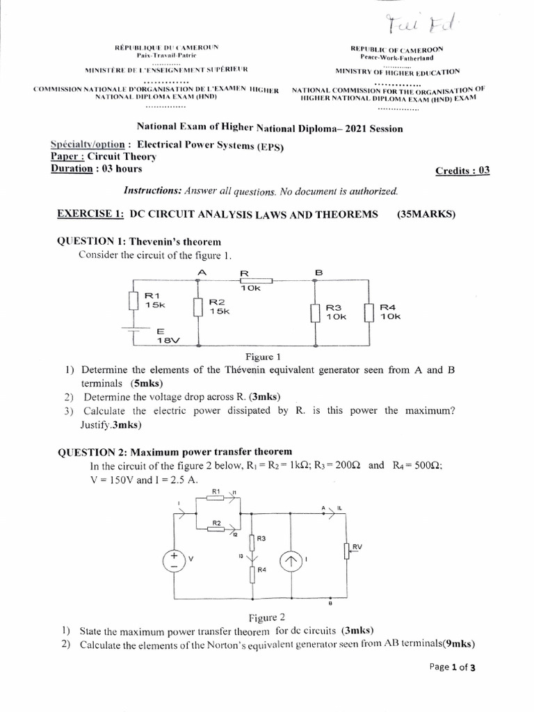 2021 HND Questions Electrical File 1 | PDF | Electrical Impedance ...