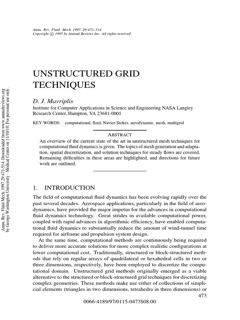 Mavriplis Annurev - Fluid.29.1 | PDF | Computational Fluid Dynamics