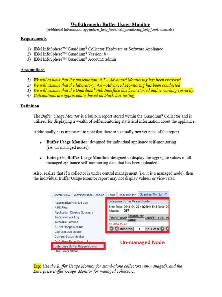 Buffer Usage Monitor - Walkthrough | PDF | Databases | Parsing
