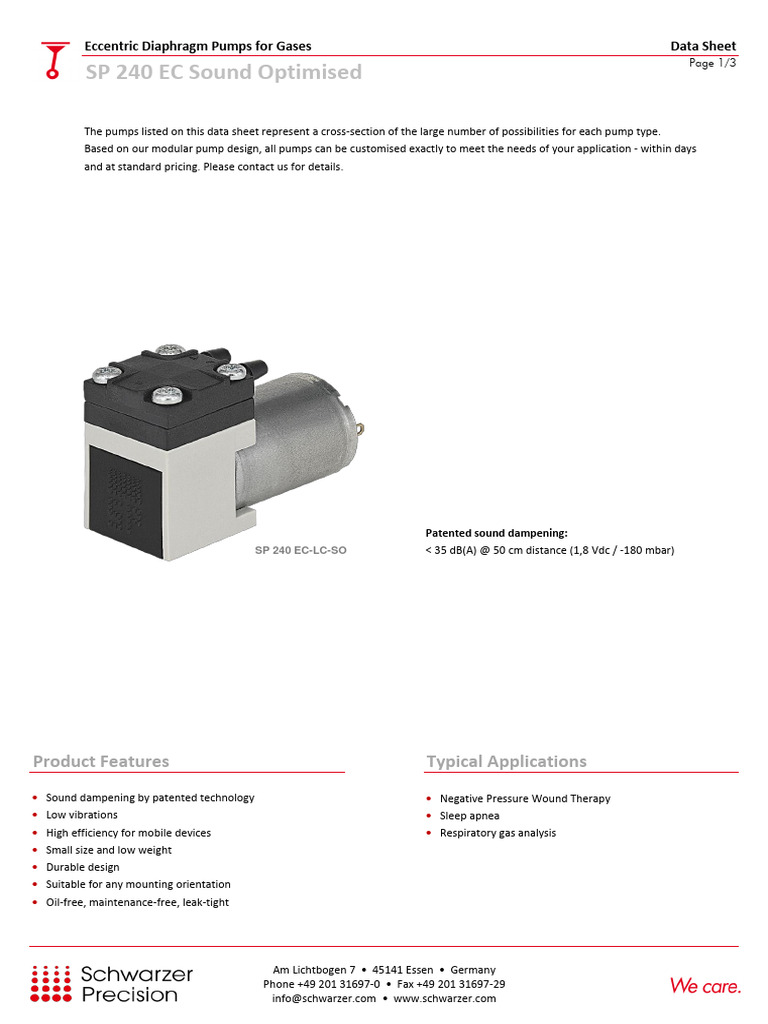 DataSheet-SP-240-EC-LC-SO_Diaphragm-Pump-Gas | PDF | Gases | Gas ...
