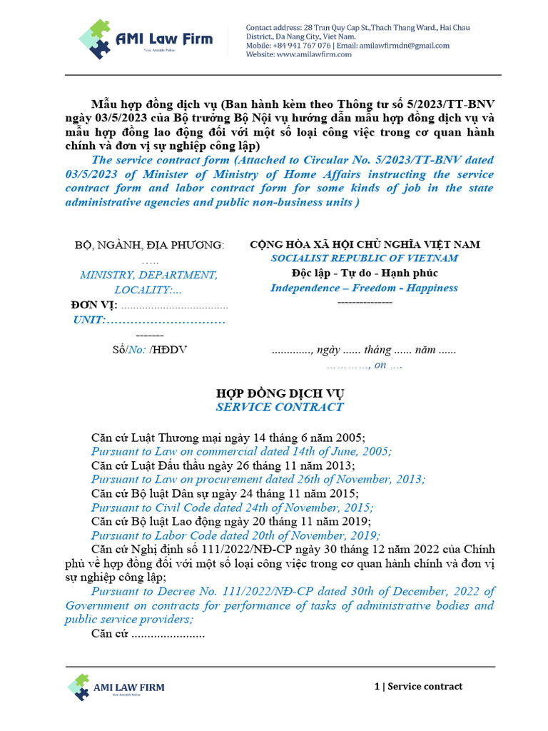 Final - Mẫu hợp đồng dịch vụ pháp lý - Đính kèm BTPL kỳ 2 | PDF