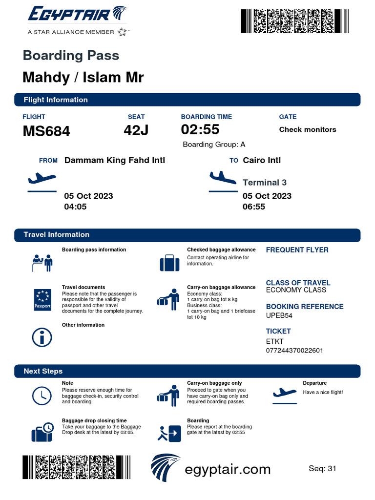 Saudia Boarding Pass Details | PDF | Baggage | Airlines