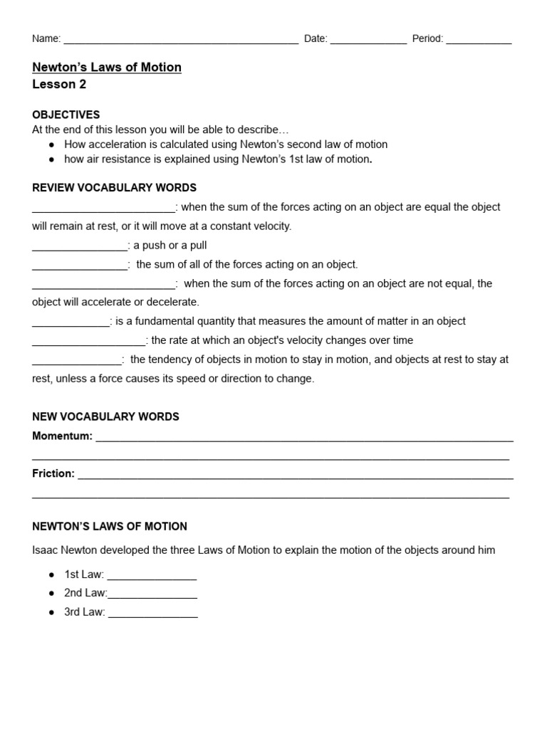 GN Newton's 2nd Law | PDF | Force | Friction