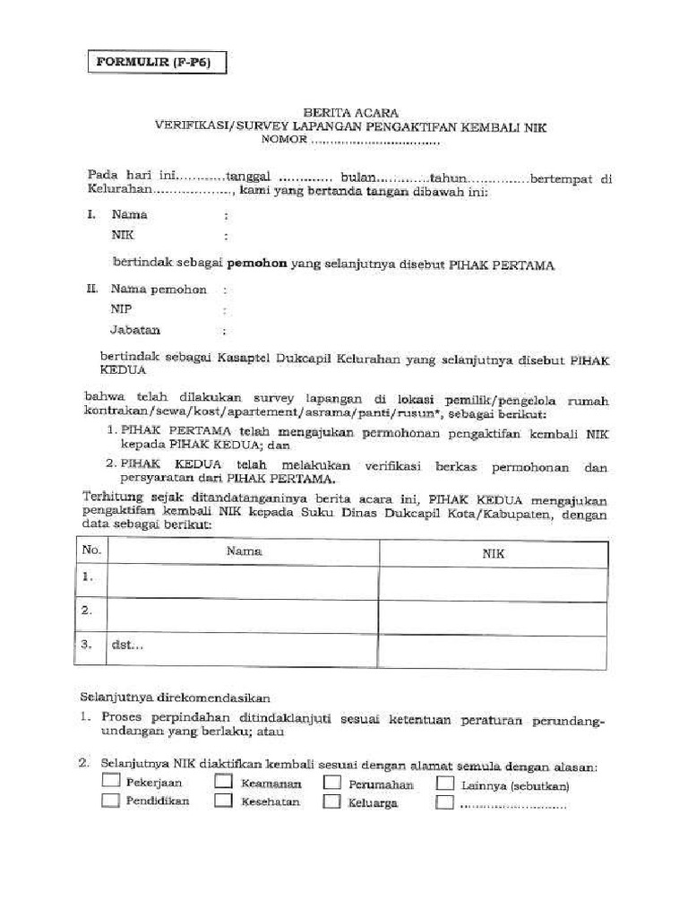 Form Non Aktif Nik | PDF