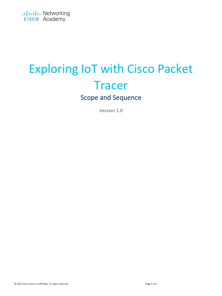 Exploring Iot With Cisco Packet Tracer 1.0 Scope and Sequence Oct 2022 ...