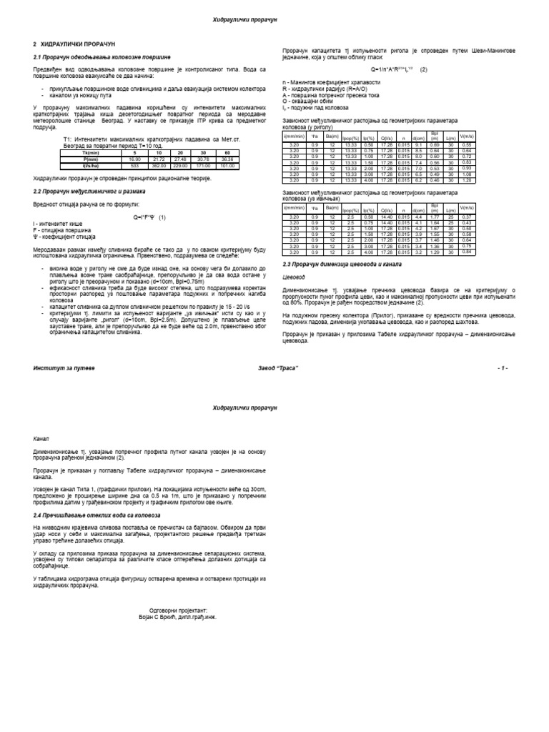 Hidraulicki Proracun | PDF