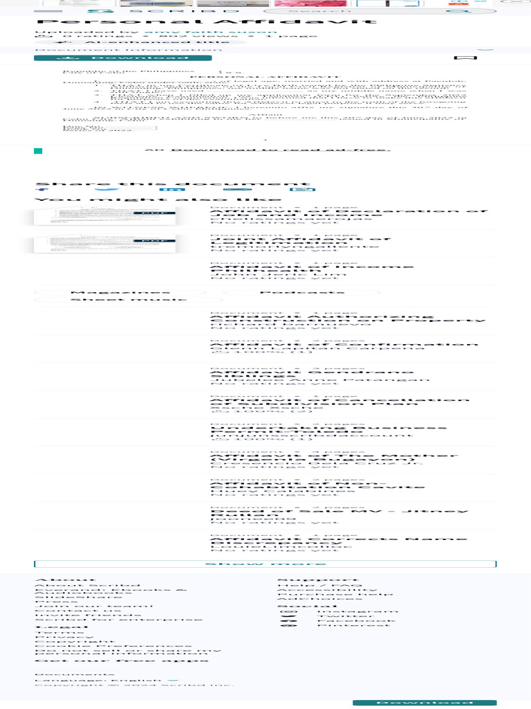 Personal Affidavit PDF | PDF | Scribd | World Wide Web