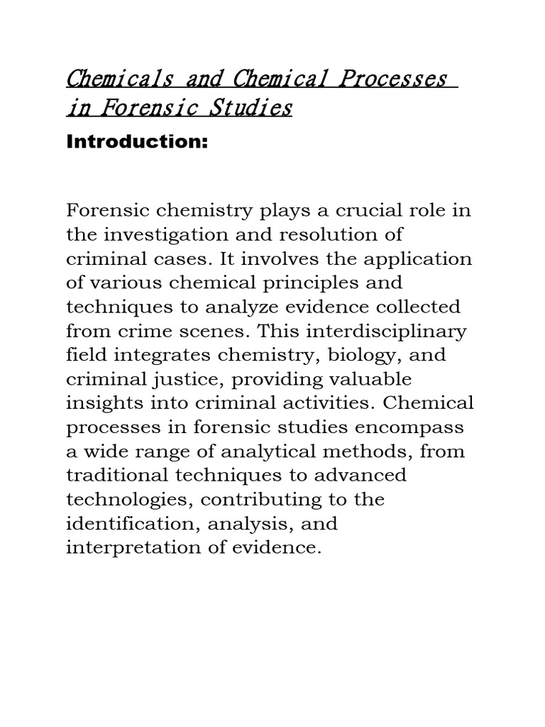 Forensic Chemistry Techniques | PDF | Forensic Science | Analytical ...