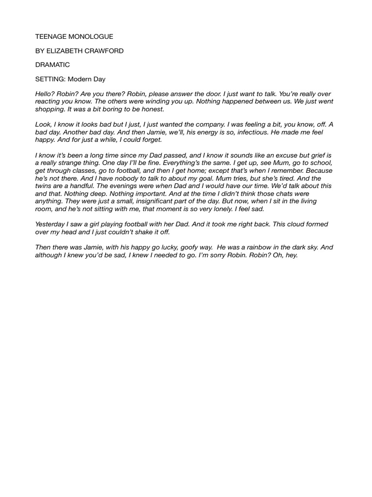 Teen Monologue | PDF