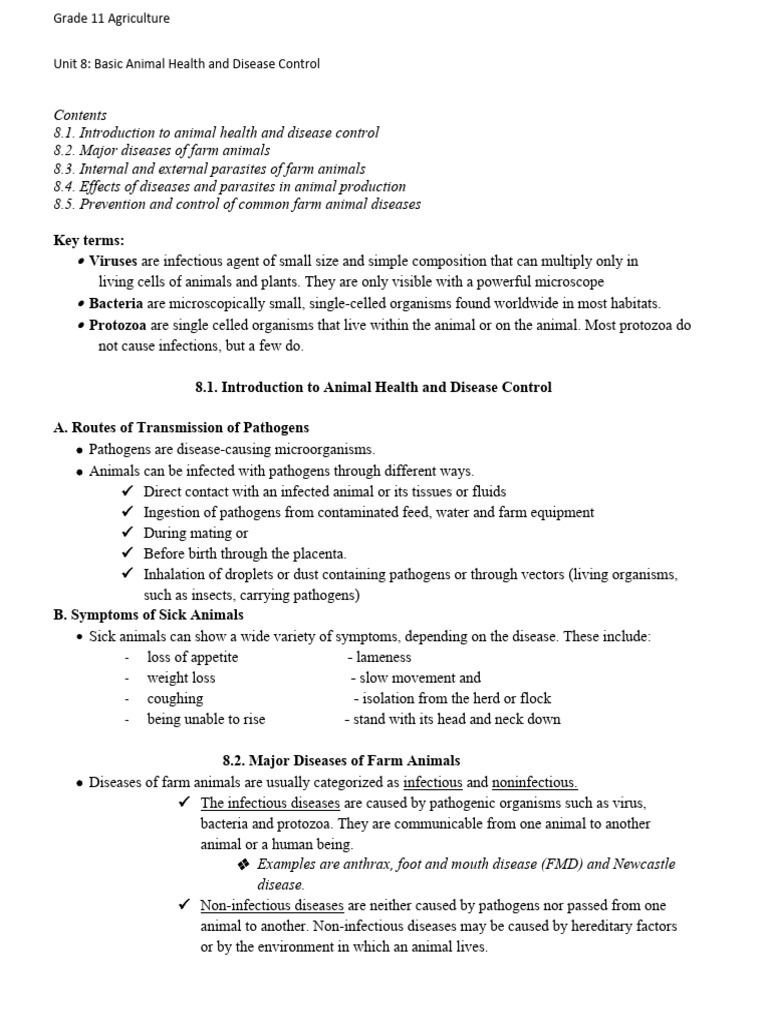 G11 Agri Unit 8 Handout | PDF | Dairy Cattle | Cattle