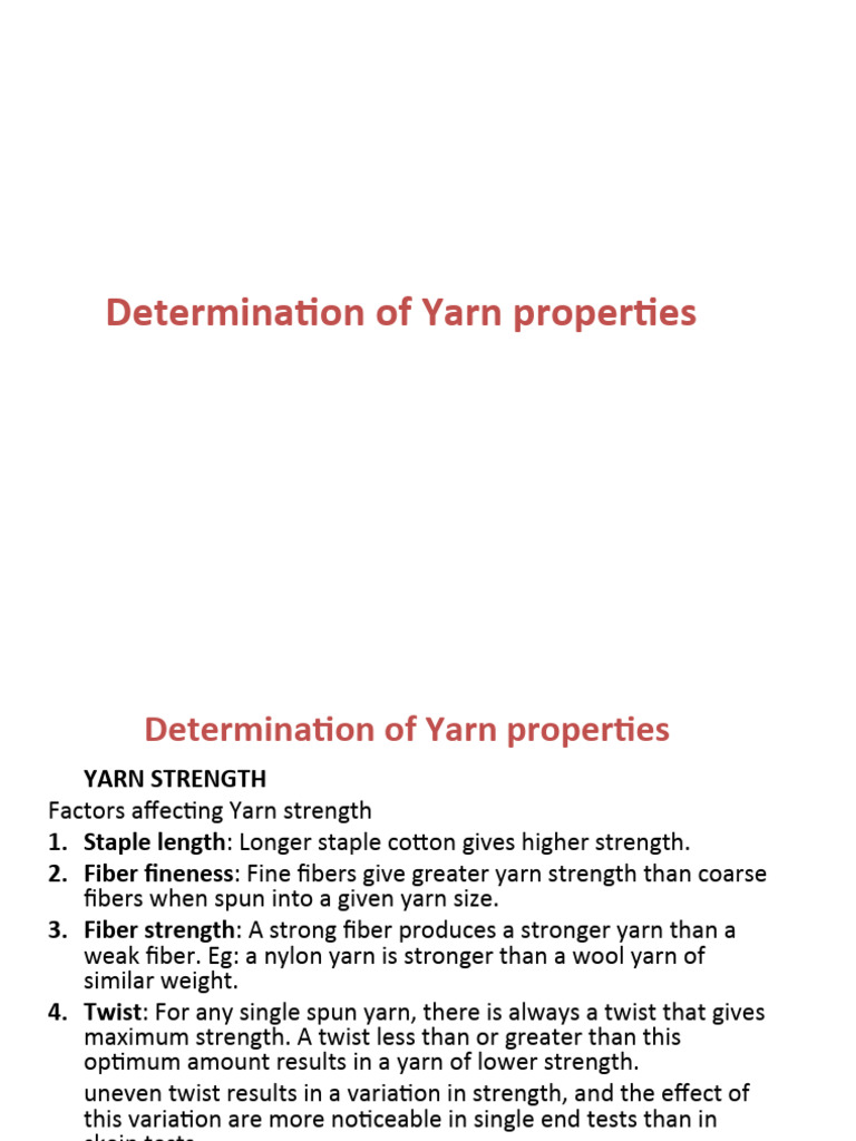 Yarn Strength and Testing Methods Guide | PDF | Yarn | Capacitor