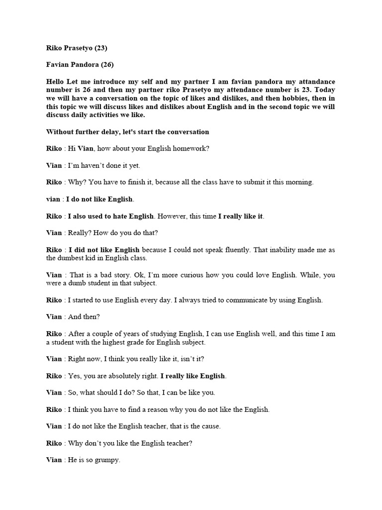 Dialog Conversation Like and Dislike-1 | PDF