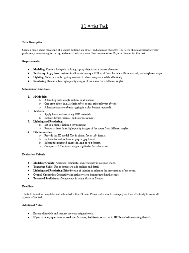 3D Artist Task | PDF
