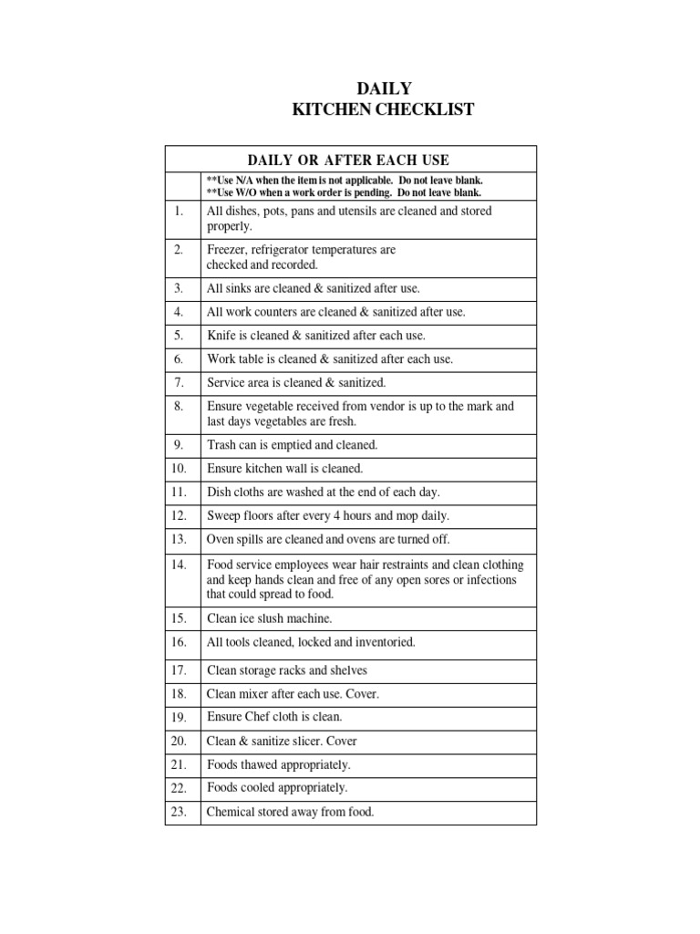 Restaurant Kitchen Cleaning Schedule Template 1 | PDF | Kitchen ...