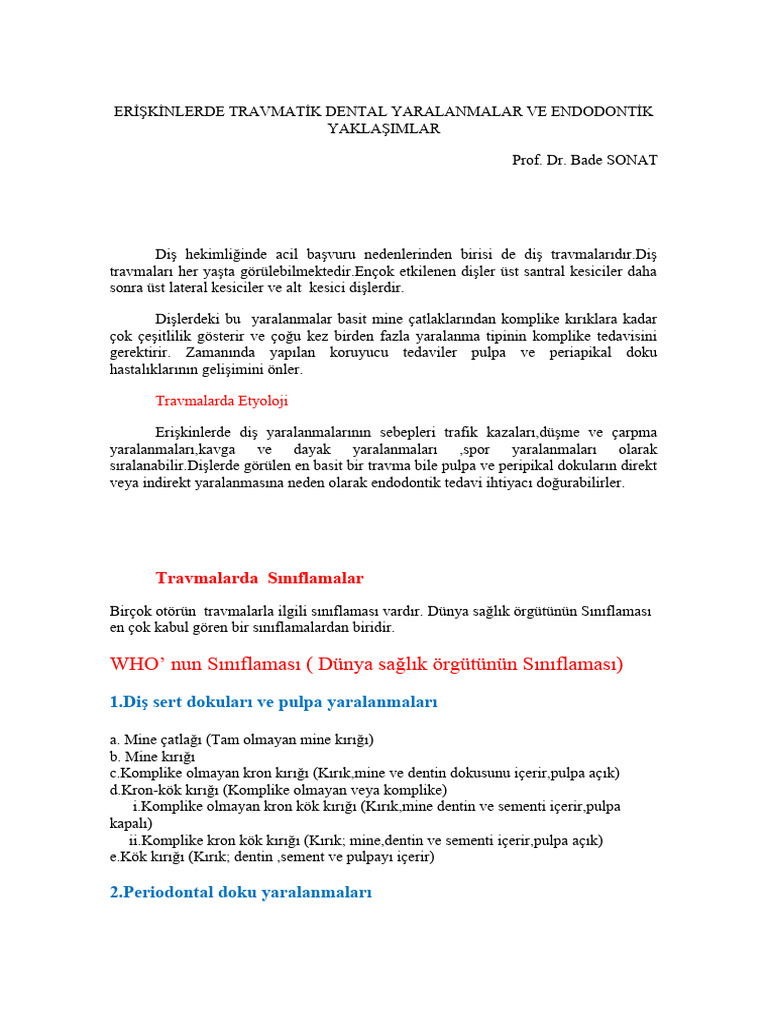 Travma Ve Endodonti | PDF