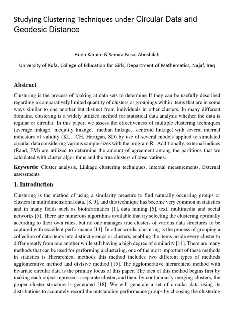 First Paper Before | PDF | Cluster Analysis | Applied Mathematics