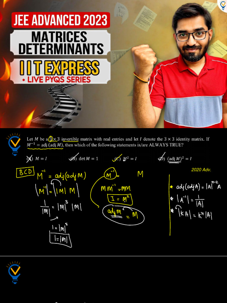 Matrices and Determinants Adv. PYQs | PDF